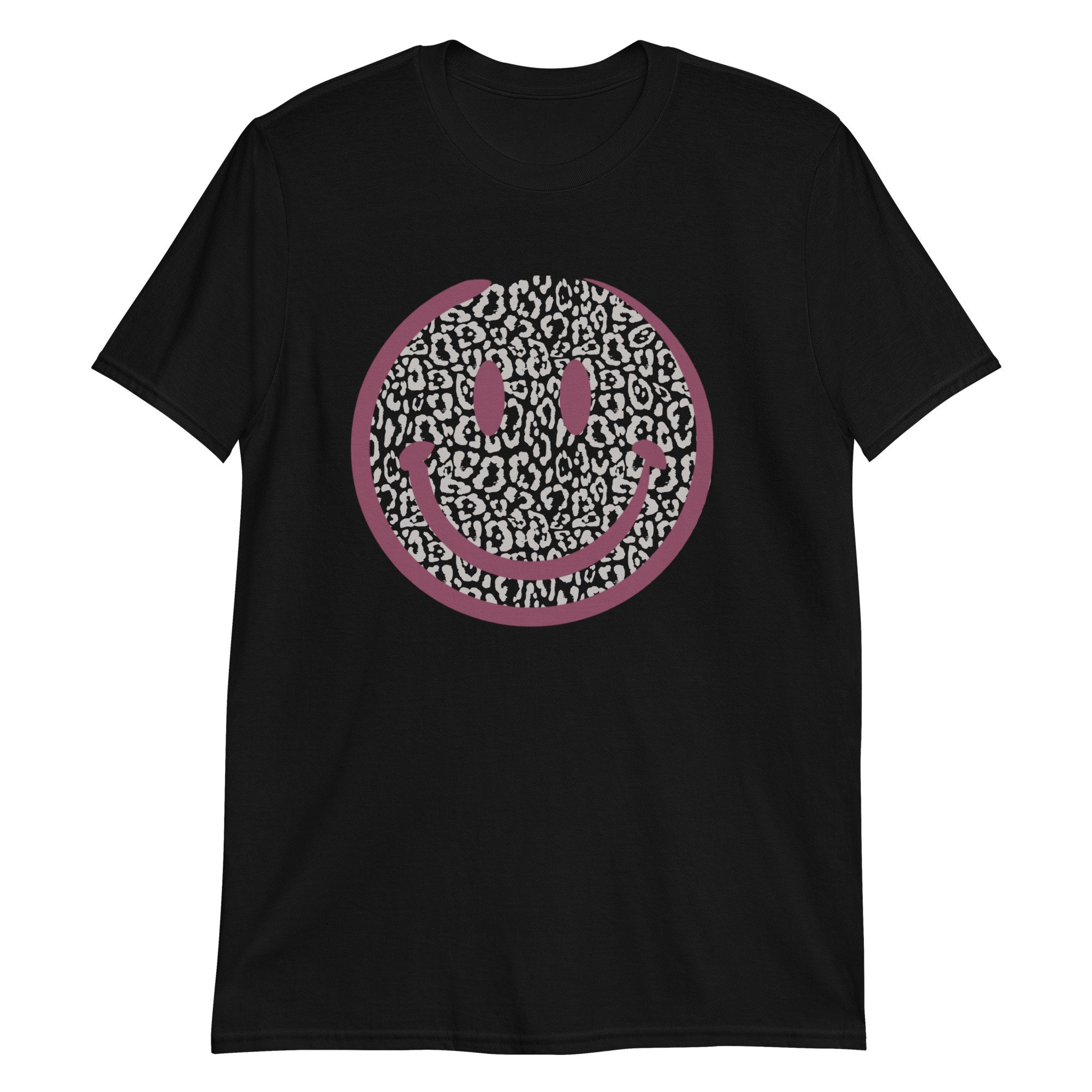Smiley Face Tee, Smile Shirt, Happy Tshirt, Cheetah Print Tshirt ...