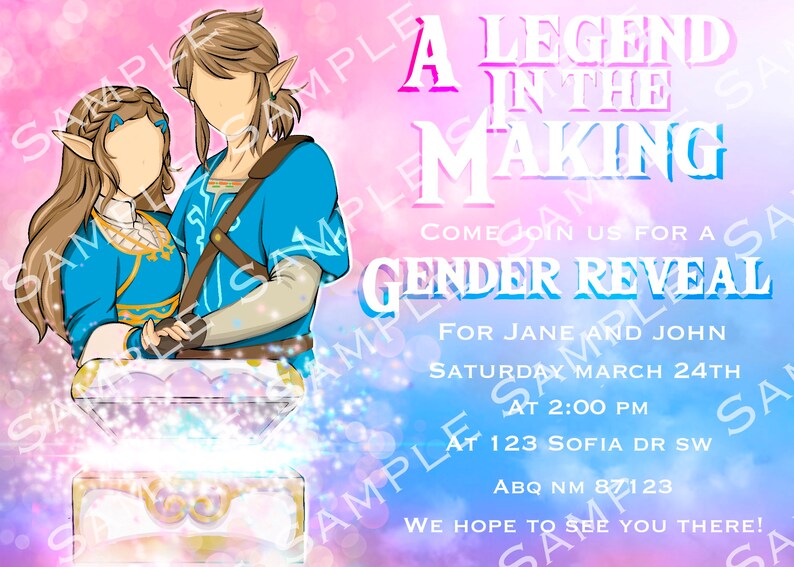 The Legend of Zelda INSPIRED Gender Reveal Digital Invitation - Etsy