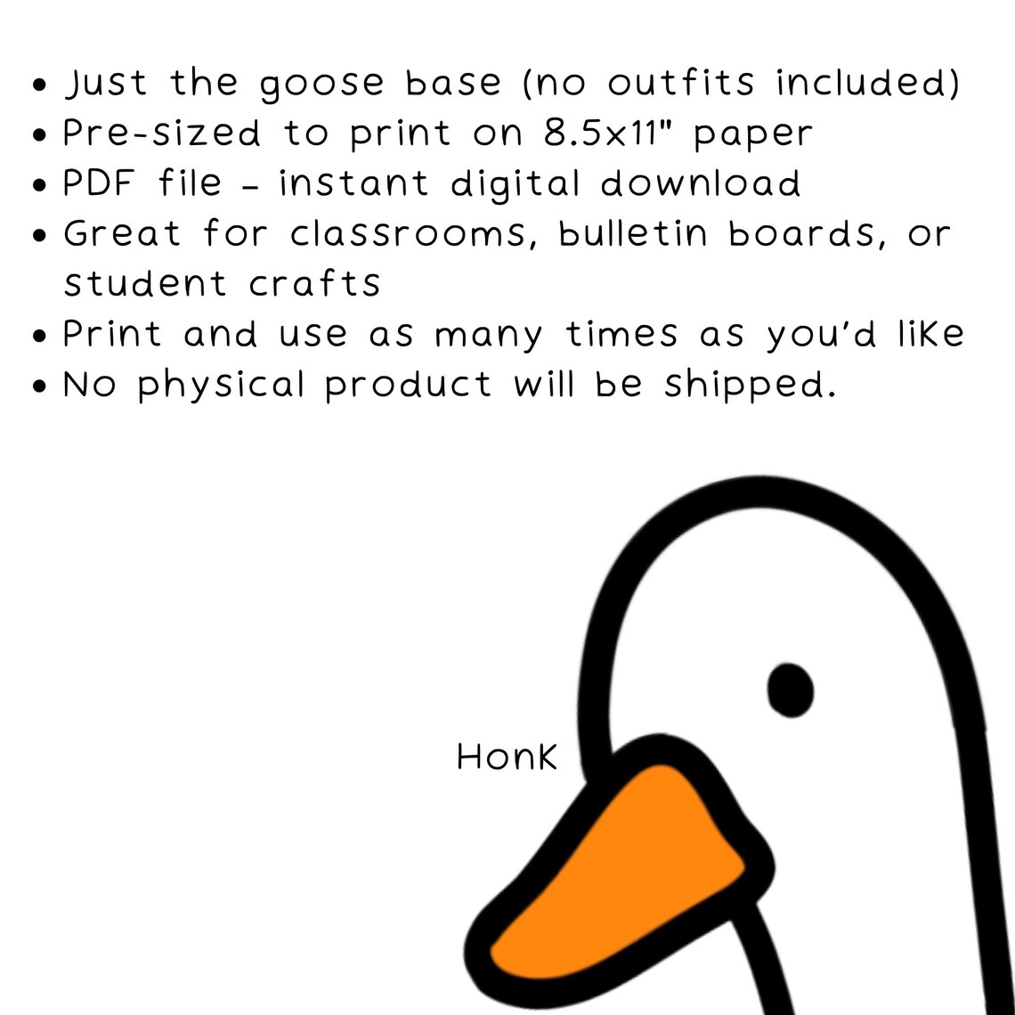 Classroom Goose Printable – Instant Digital Download, Silly Goose ...