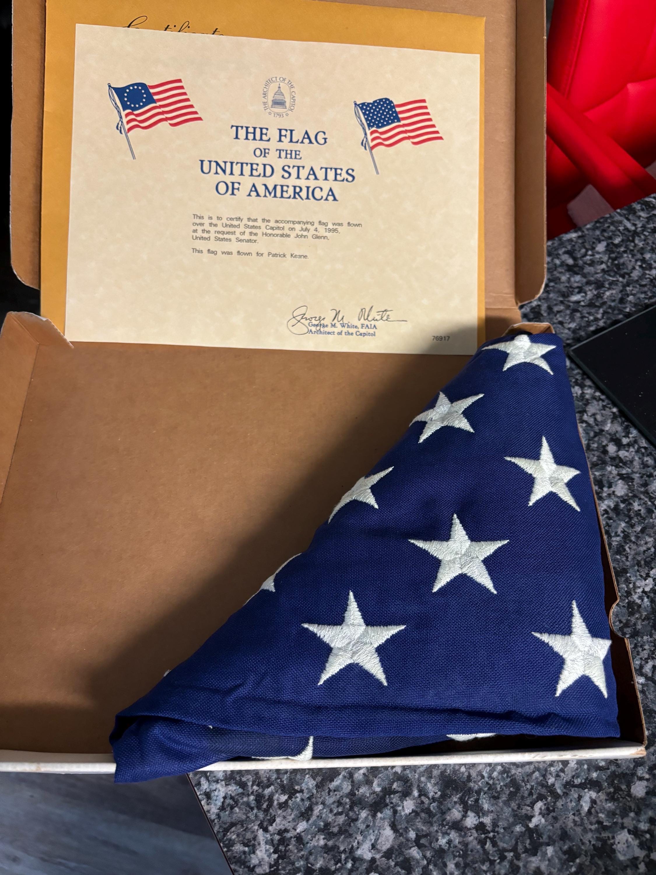 American Flag With Certificate. This is to Certify That the ...