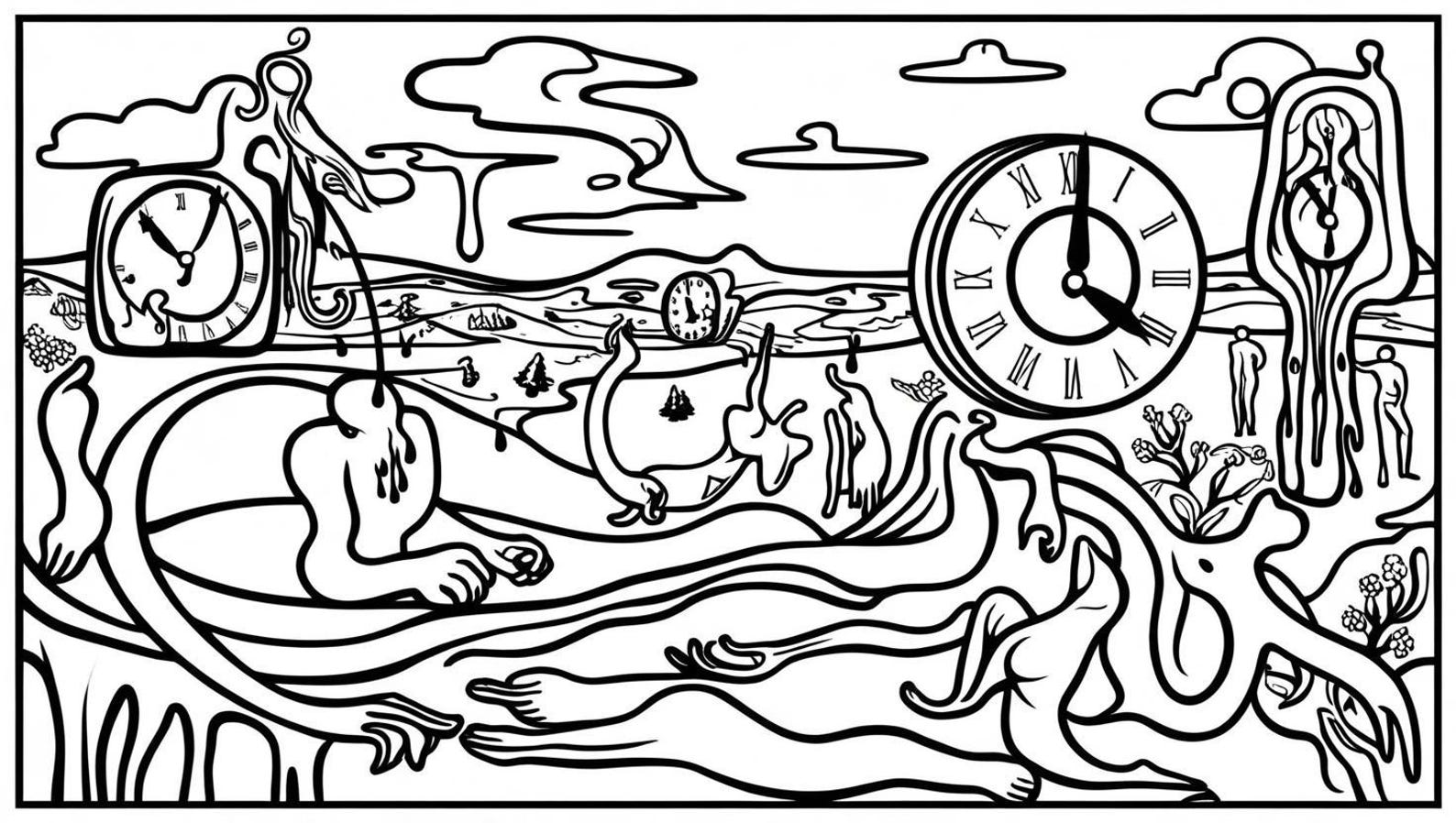 Coloring Page of Salvador Dali's Famous Works - Etsy