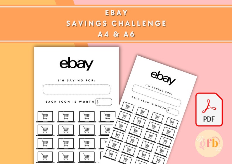 Ebay Savings Challenge A6 A4 Printable PDF Downloadable Minimal Design ...