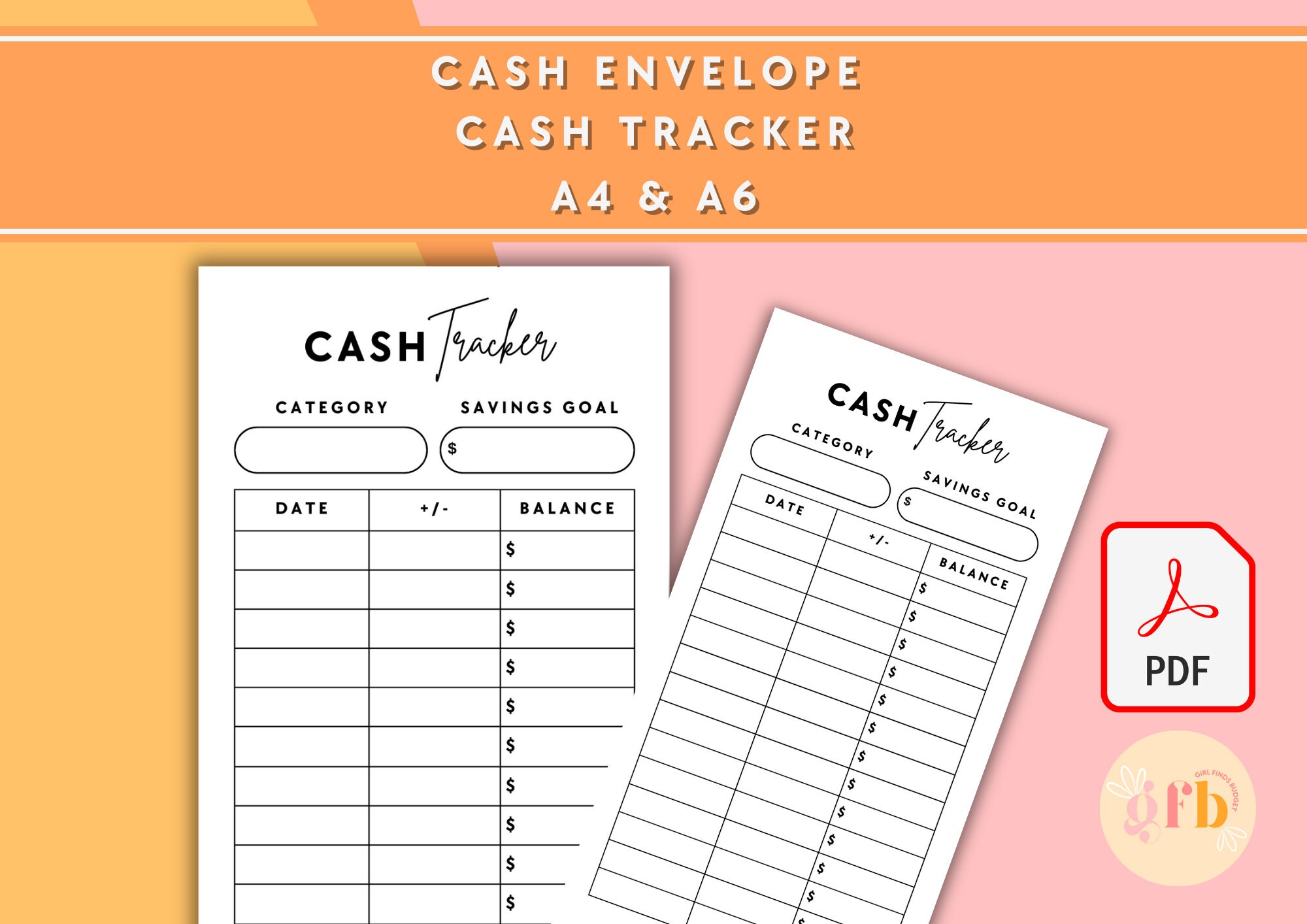 Cash Tracker - A6 Printable PDF Downloadable - Minimal Design - Budget ...