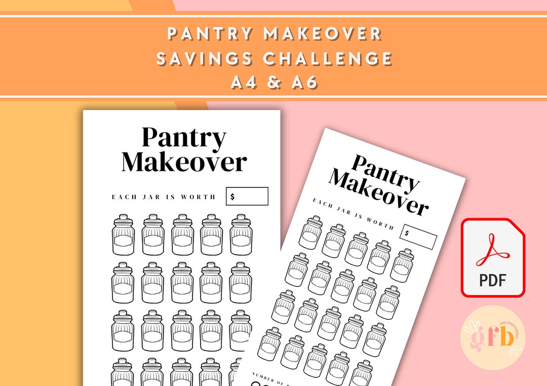 Pantry Makeover Savings Challenge - A6 + A4 Printable PDF Downloadable ...