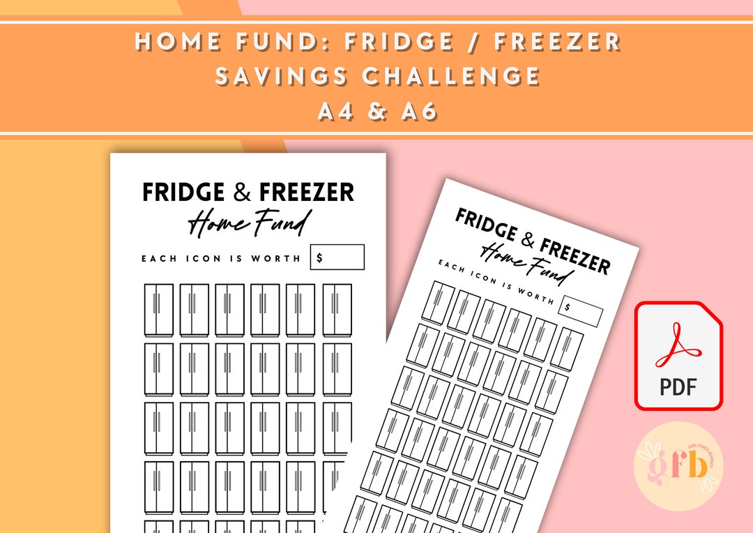 Fridge & Freezer Savings Challenge - A6 + A4 Printable PDF Downloadable ...