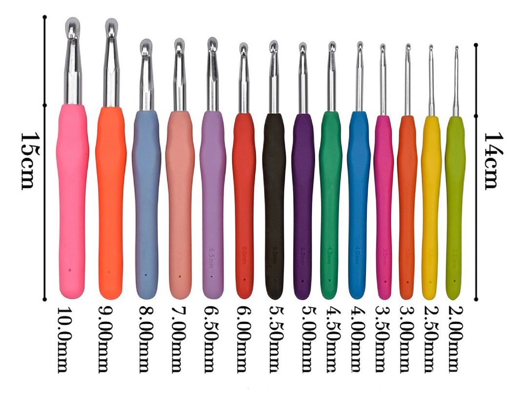 Ergonomic Crochet Hook.2-10mm. 14 Sizes for Pick. Colorful Silicone ...
