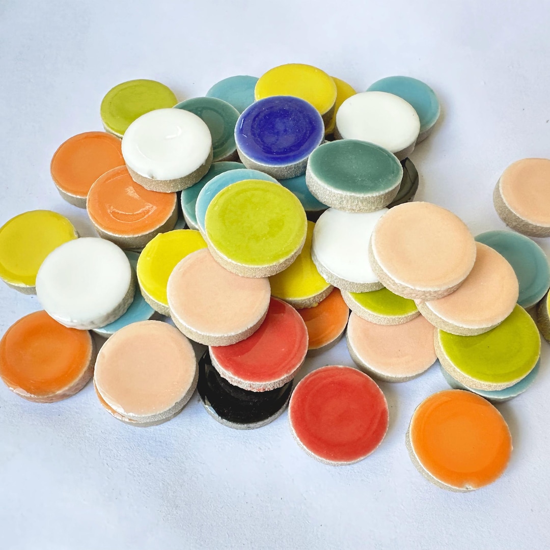 45 Round Ceramic Mosaic, 11 Color for Choose.mini Flat Marbles, Ceramic ...