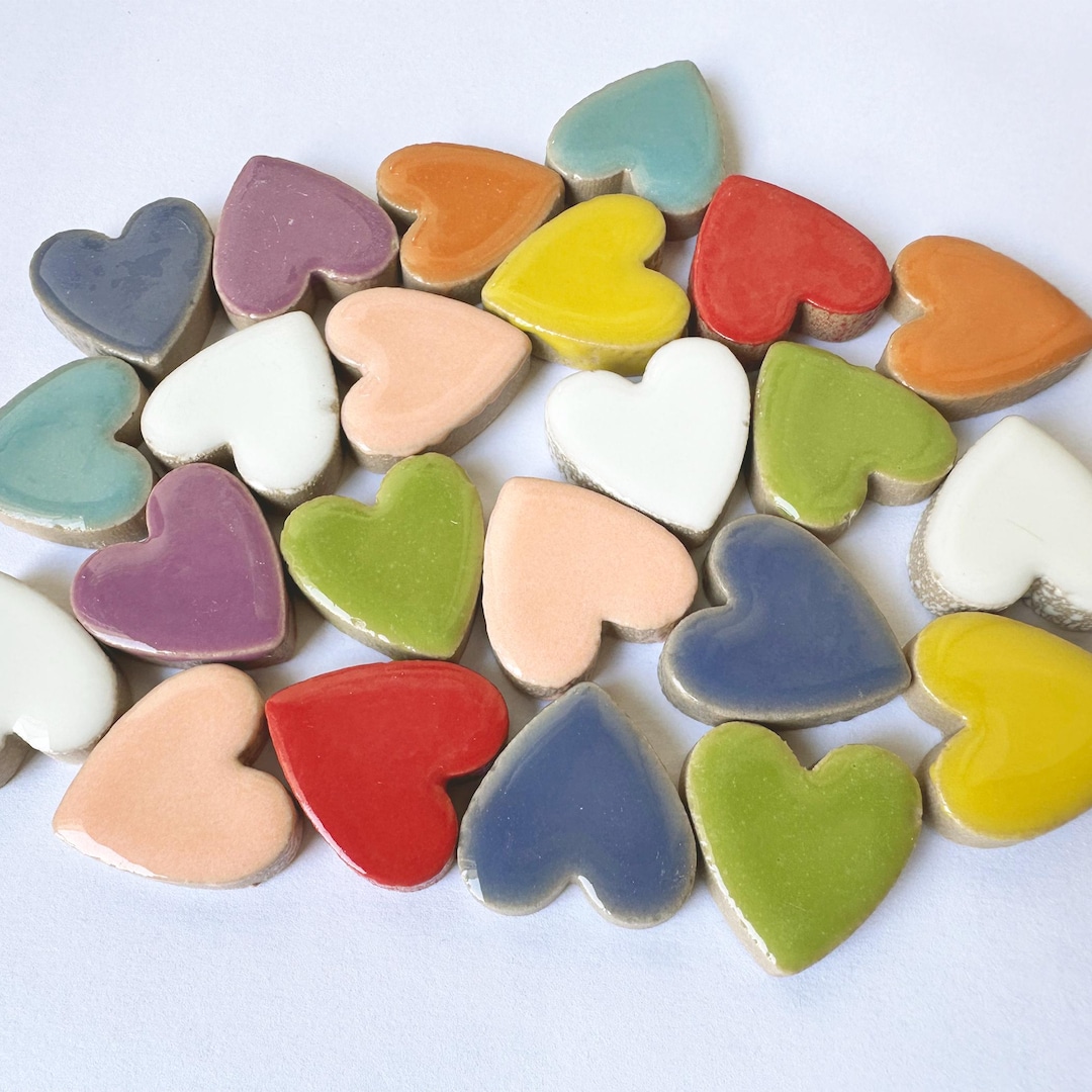 100 Gram Heart Ceramic Mosaic, 10 Color for Choose.mini Flat Marbles ...