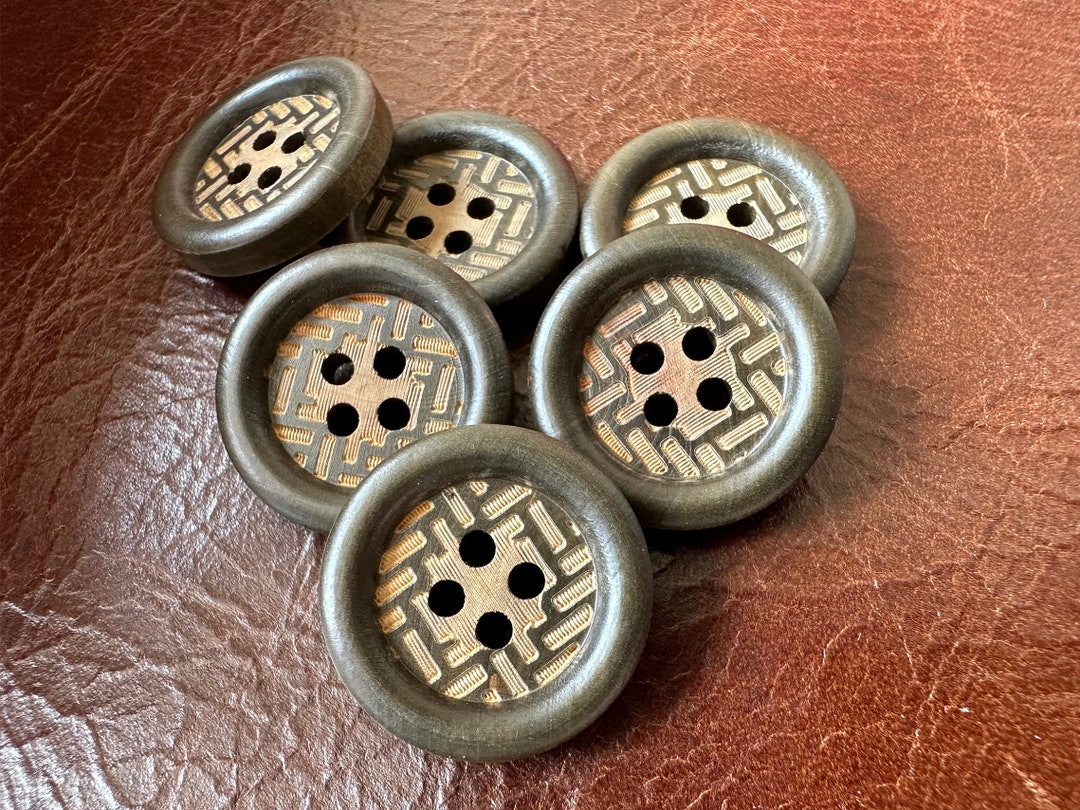 6-48 Pcs Whole Sale Carved Grid Wood Buttons, Bulk Wooden Buttons ...