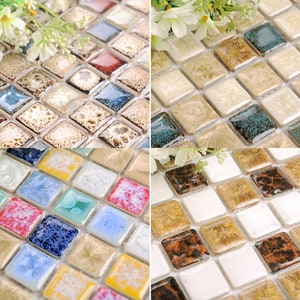 200g Square Ceramic Mosaic Tiles. Mix All Color. Glazed Ceramic Square ...