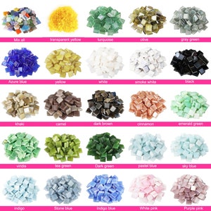 130 Pcs Crystal Square Mosaic Tiles. 1cm. 40 Color for Choose.mosaic ...