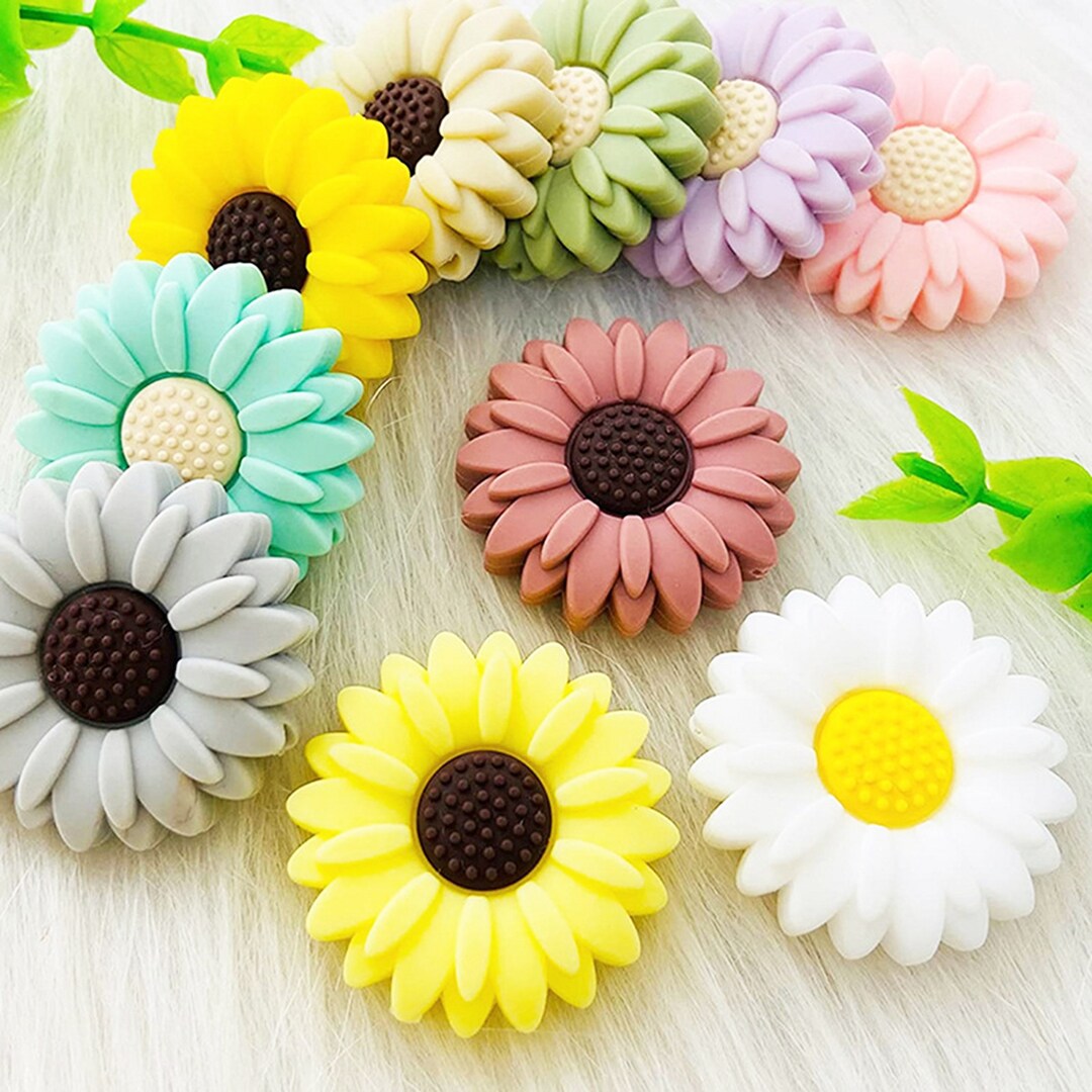 3-10 Pcs Sunflower Bead.16 Color for Choose.daisy Beads, Colorful Beads ...