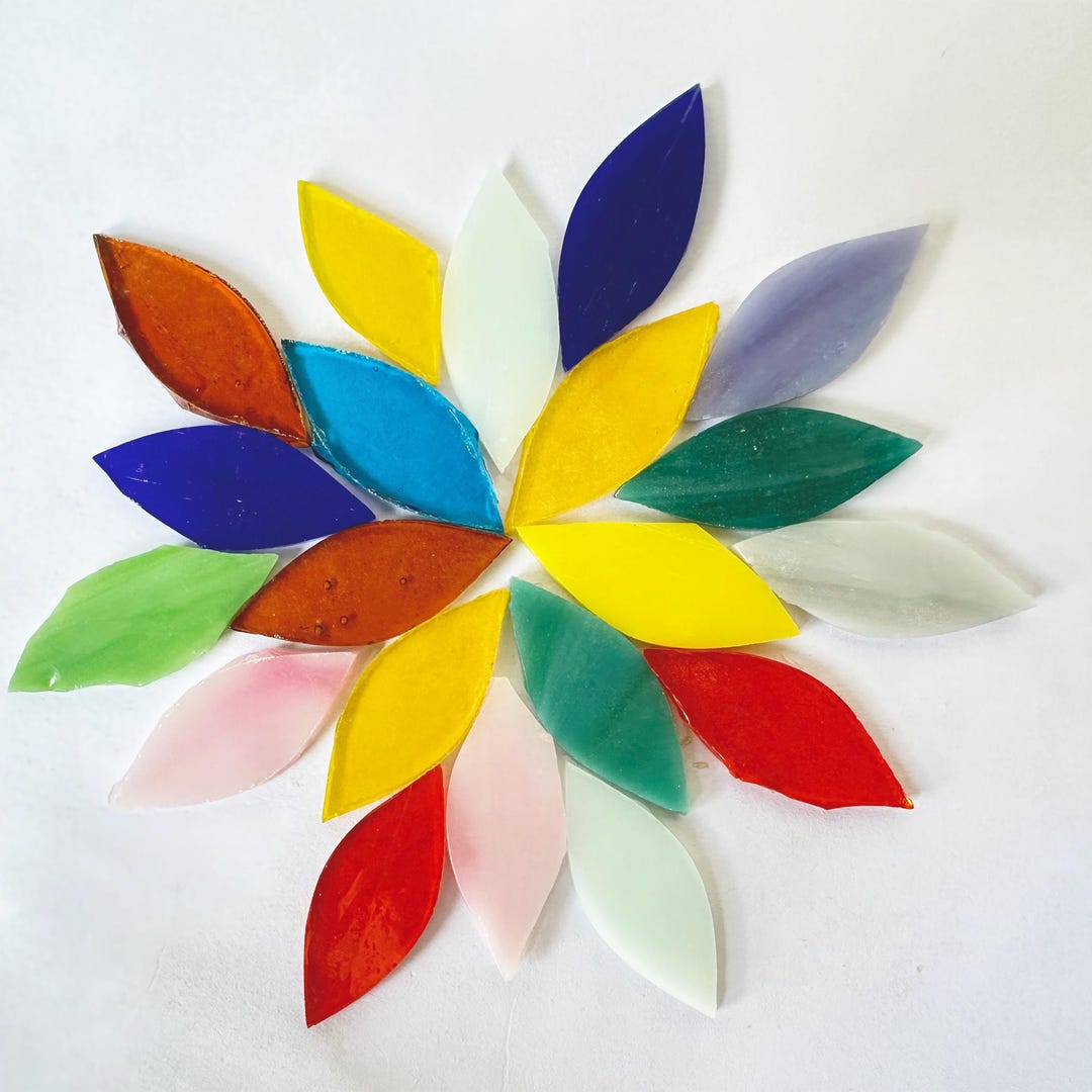40 Pcs Leaf Mosaic Glass Tiles, 30 Color for Choose.colorful Mosaic ...