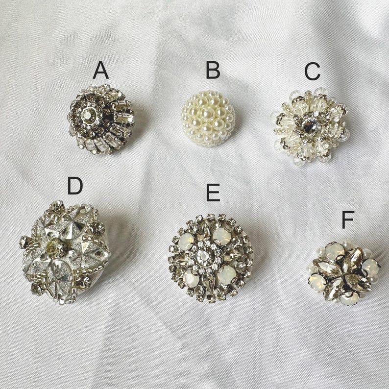 6 Style Rhinestones Domed Buttons Silver Tone.jewel & Diamanté ...