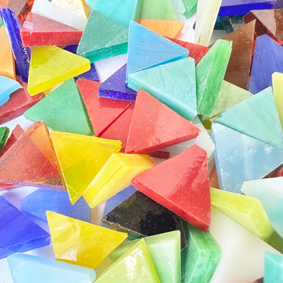 90 Pcs Triangular Mosaic Glass Tiles, 64 Color for Choose.colorful ...