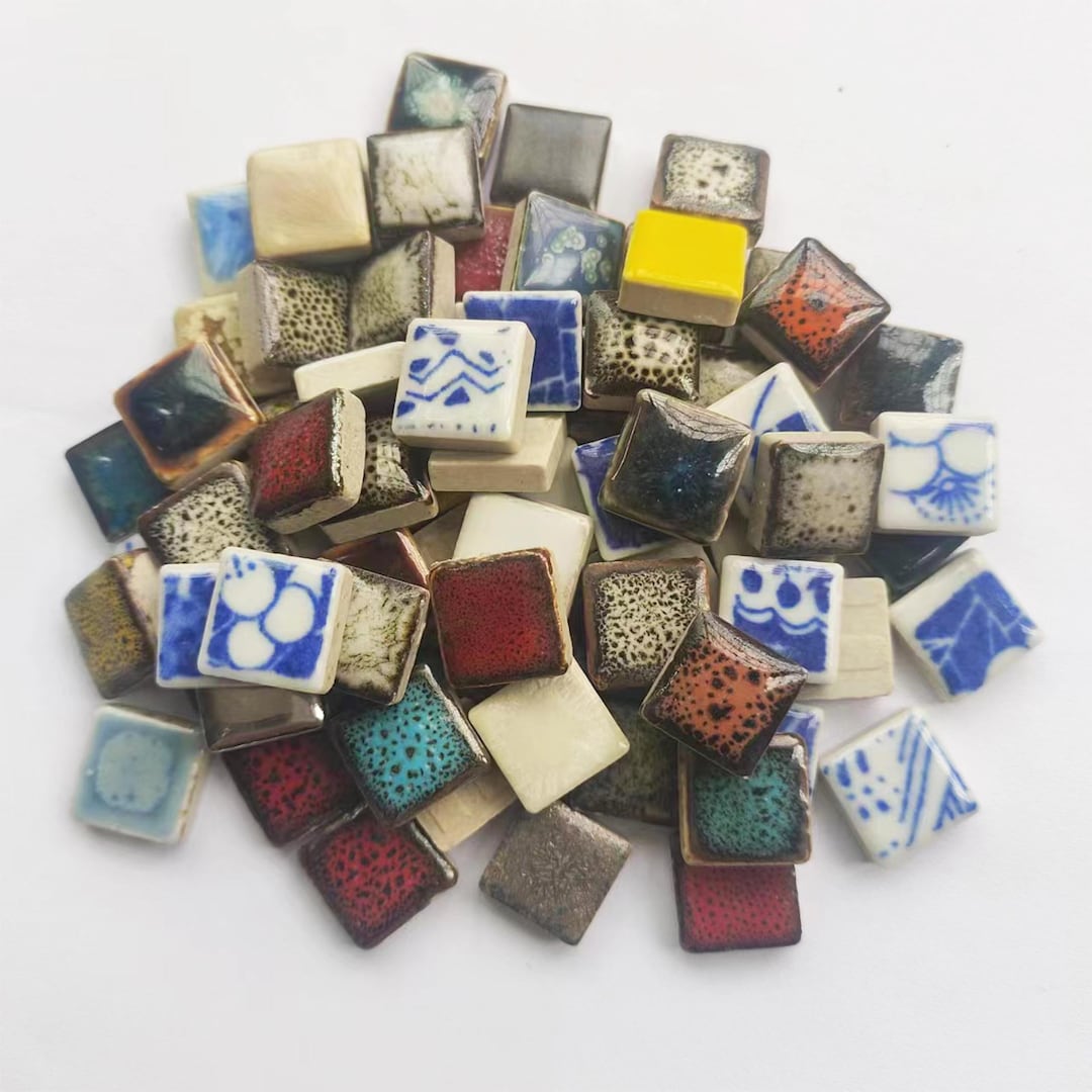 200g Square Ceramic Mosaic Tiles. Mix All Color. Glazed Ceramic Square ...
