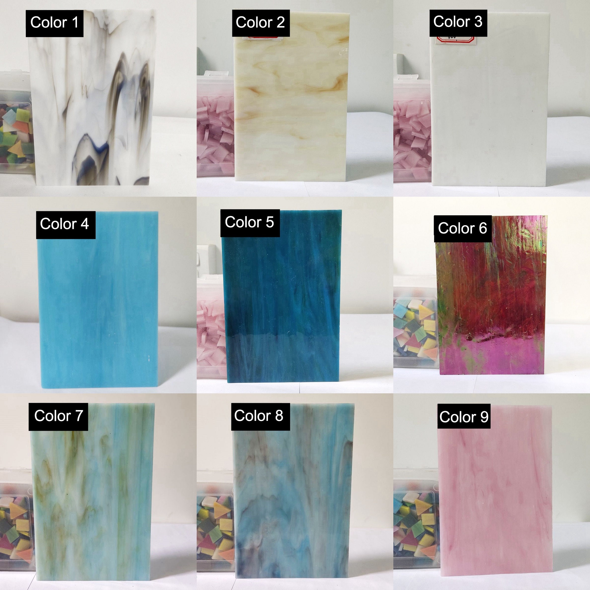 1 Stained Glass Strip, 25 Color, 3 Size for Sale. Craft Glass, Glass ...