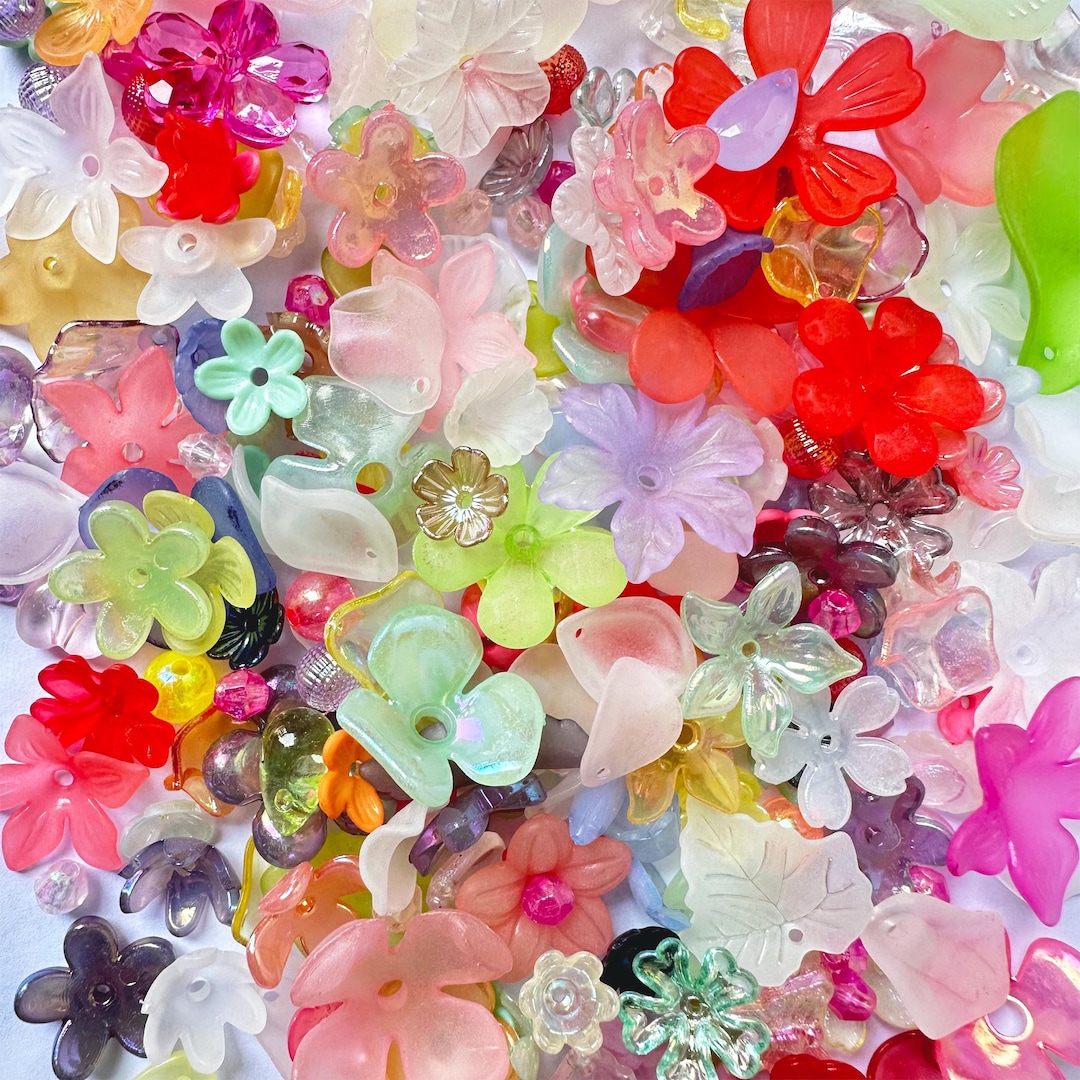 40g/1.4 Oz Wholesale Acrylic Flower Beads,lily Mixed Beads.colorful ...