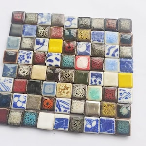 200g Square Ceramic Mosaic Tiles. Mix All Color. Glazed Ceramic Square ...