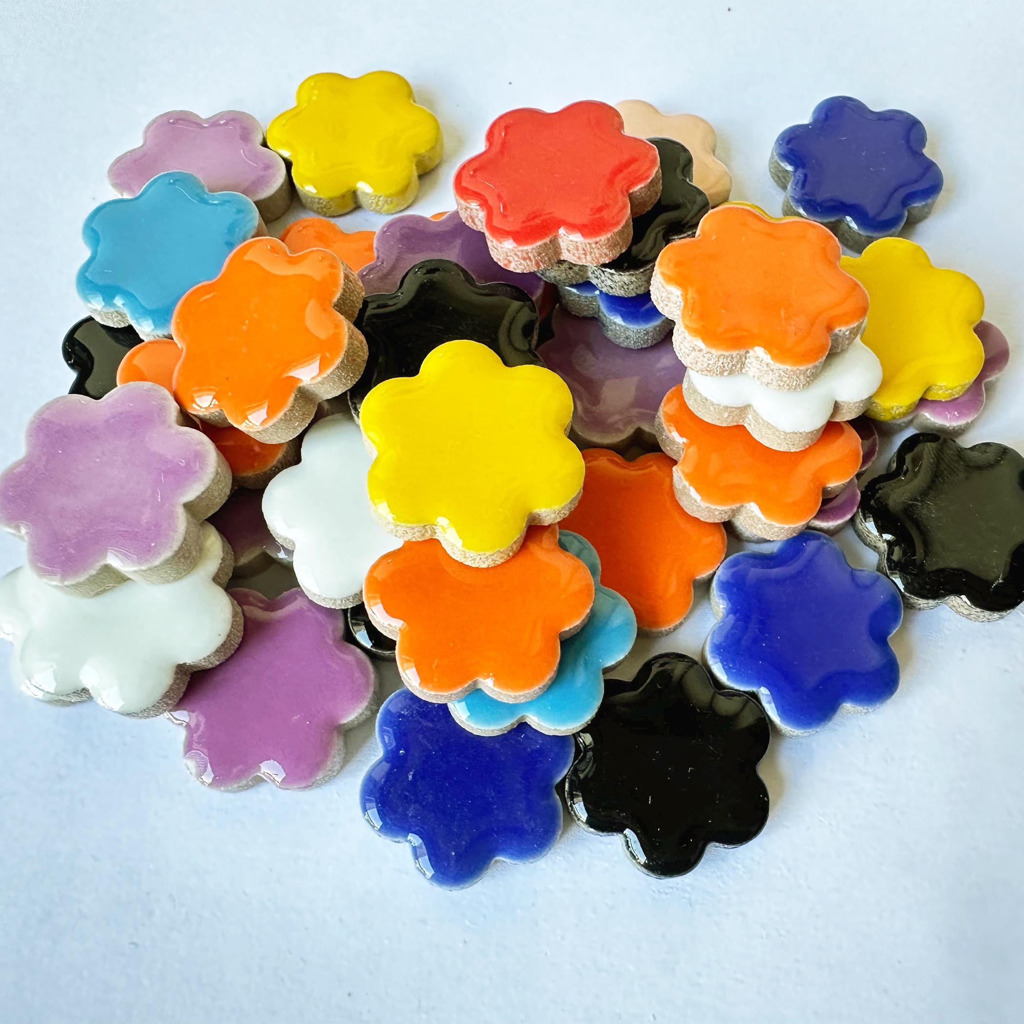 45 Pcs Flower Shape Ceramic Mosaic Tile Mix. 11 Color for Choose.glazed ...