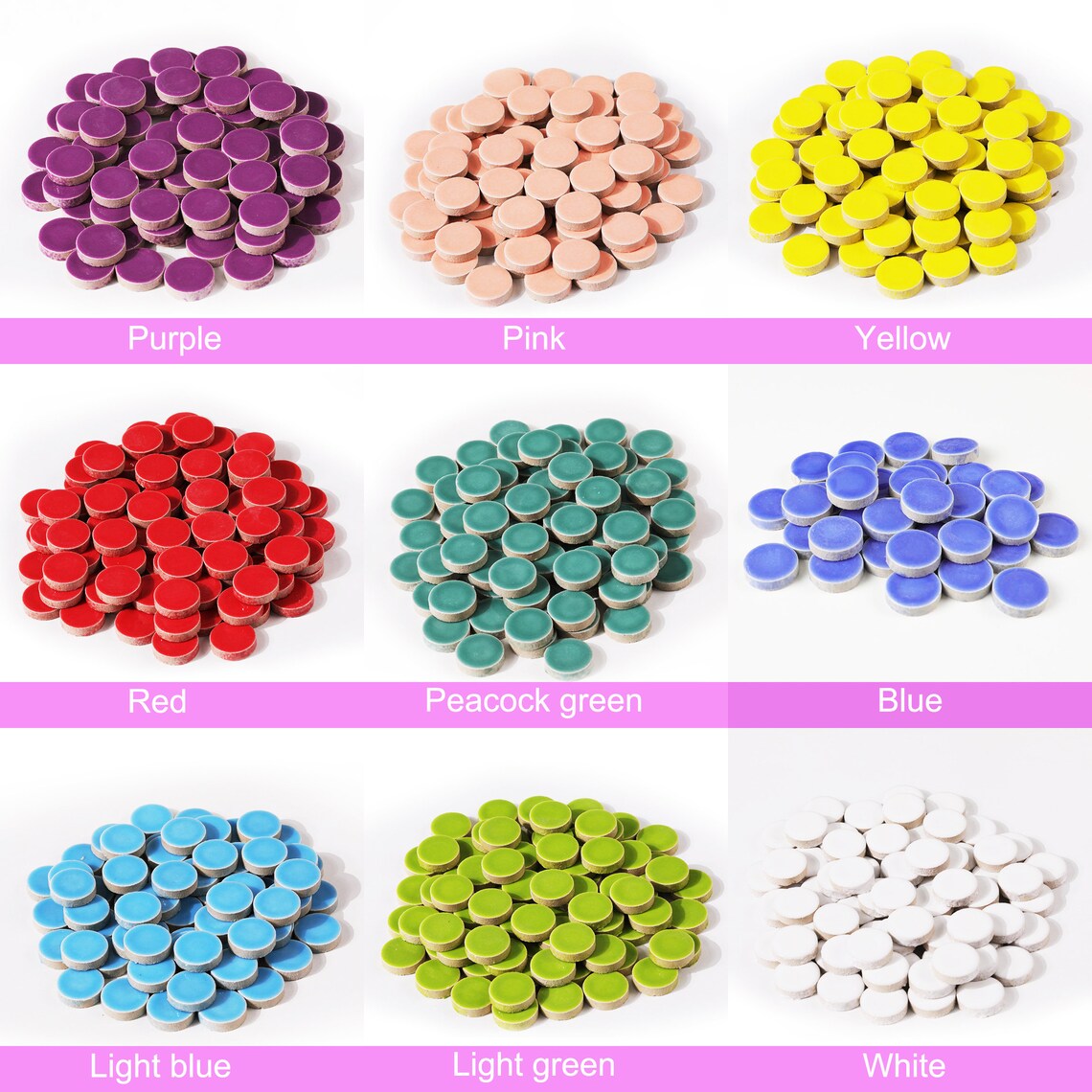 45 Round Ceramic Mosaic, 11 Color for Choose.mini Flat Marbles, Ceramic ...