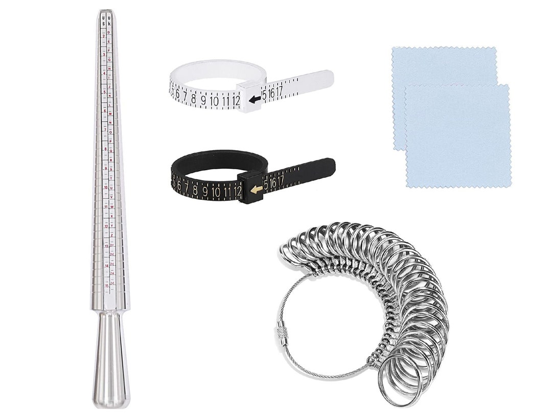 Stainless Steel Ring Sizer Set, Ring Sizer Mandrel Measuring Tool Iron ...