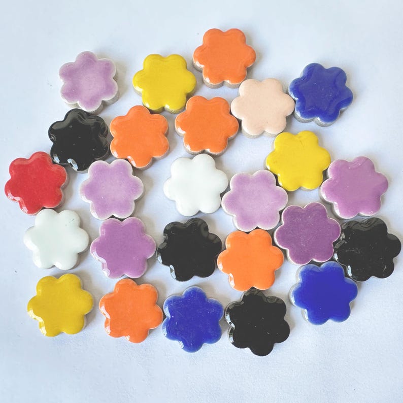 45 Pcs Flower Shape Ceramic Mosaic Tile Mix. 11 Color for Choose.glazed ...