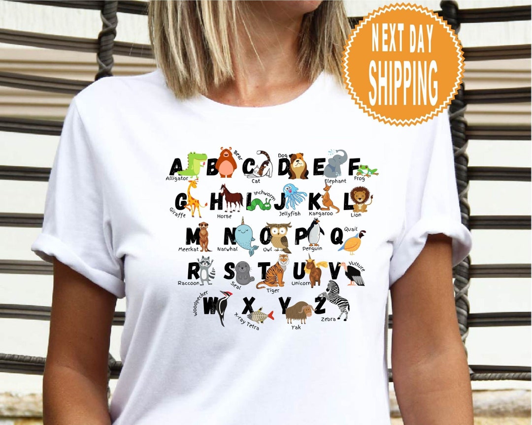 Alphabet Shirt, ABC Shirt, Animals Alphabet T-shirt, Kingergarten ...