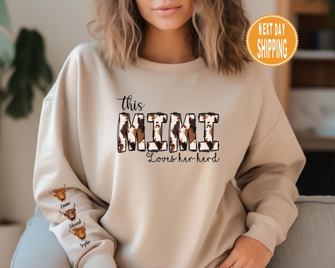 Custom Cow Mimi Sweatshirt, Personalized Gift, Mothers Day Gift, Mimi ...