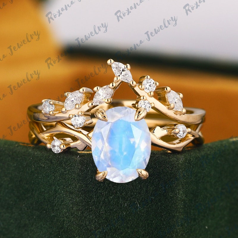Moonstone Wedding Set - Etsy