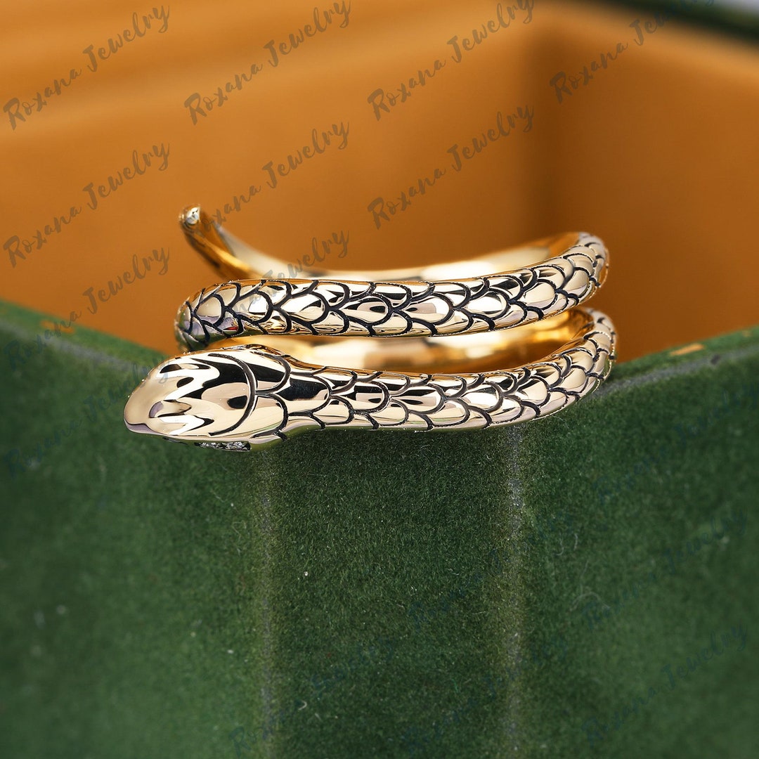 Unique Design Snake Engagement Ring Rhombus Shape Red Ruby Bridal Ring ...