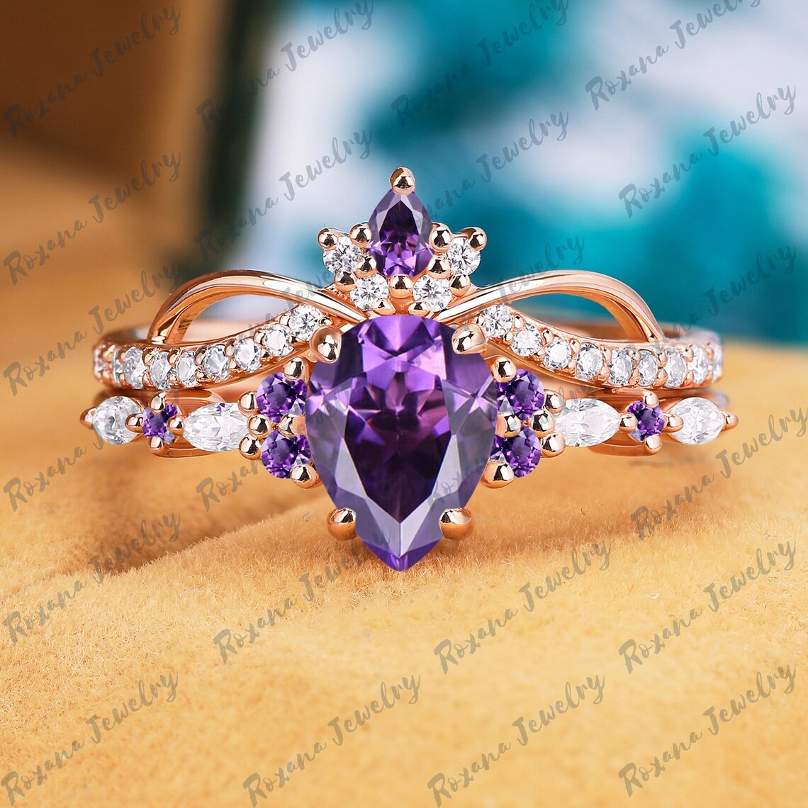 Raw Amethyst Engagement Ring