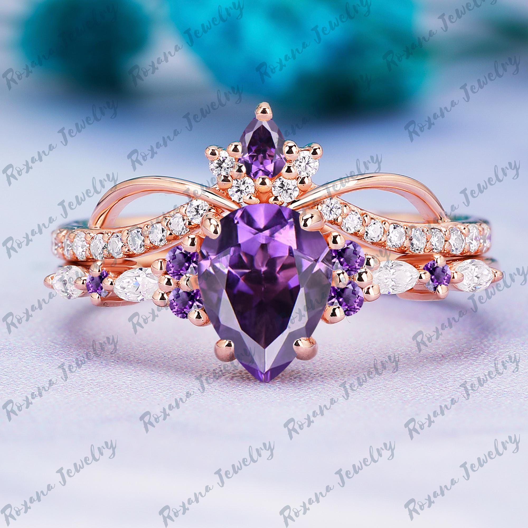 Raw Amethyst Engagement Ring