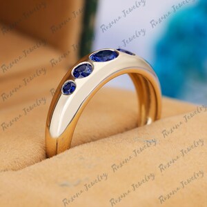 Oval Shape Natural Blue Sapphire Engagement Ring Solid Gold Bridal Ring ...