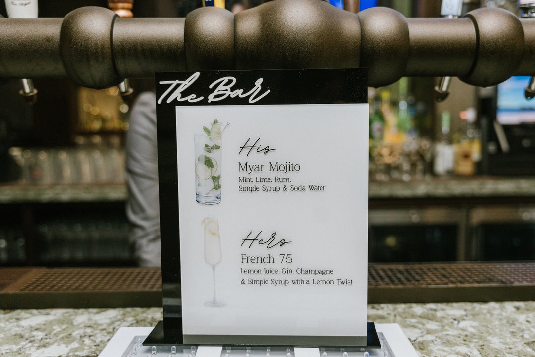 Personalized 2-layer Acrylic Bar Sign | Wedding | Modern | His and Hers ...