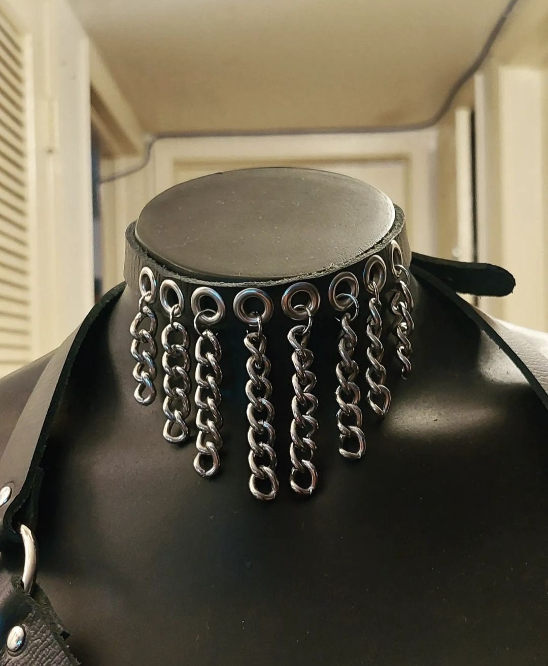 Leather Chain Choker - Etsy