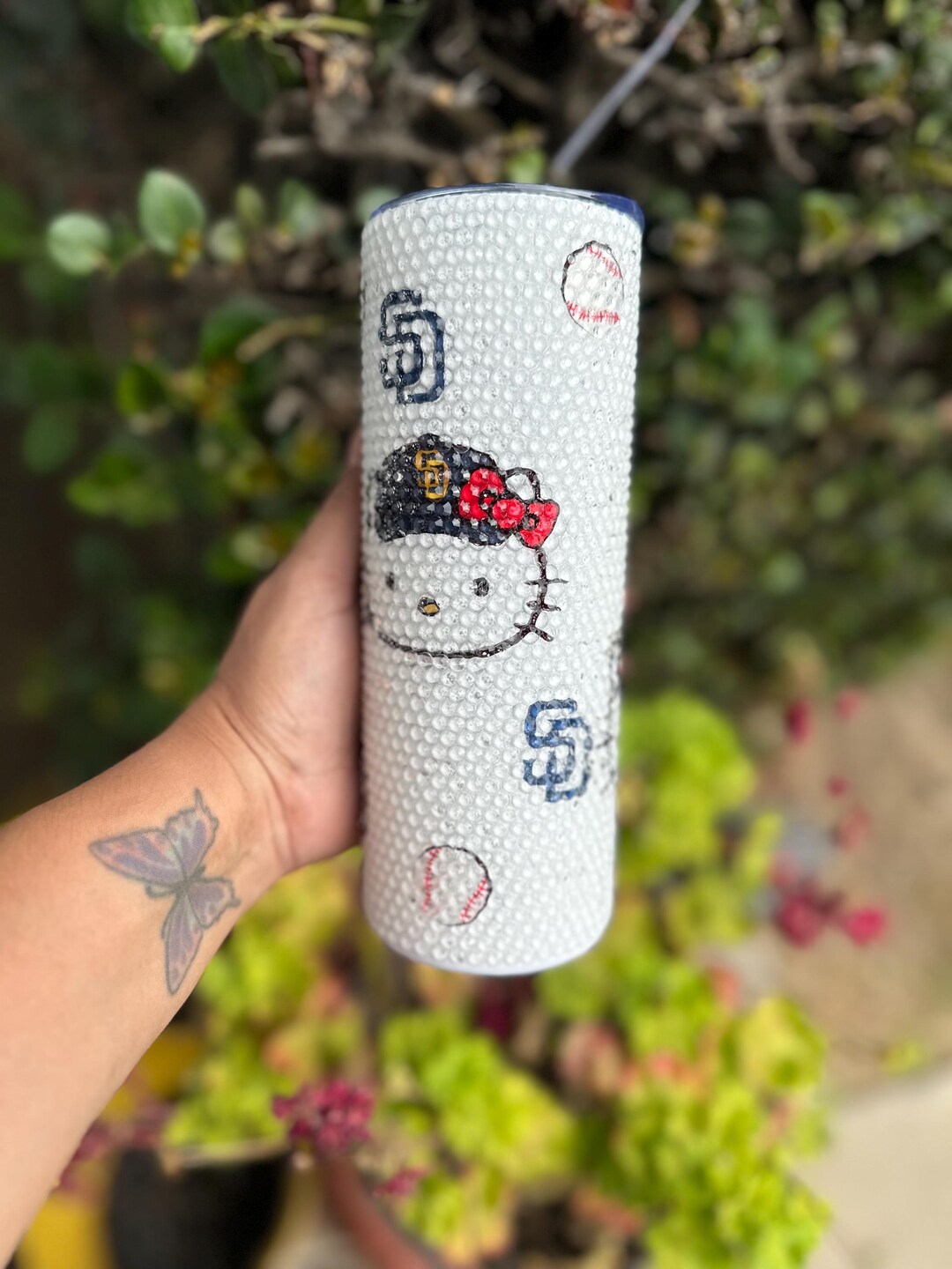 HK Hello Kitty San Diego Padres Baseball Rhinestone Bling Tumbler - Etsy