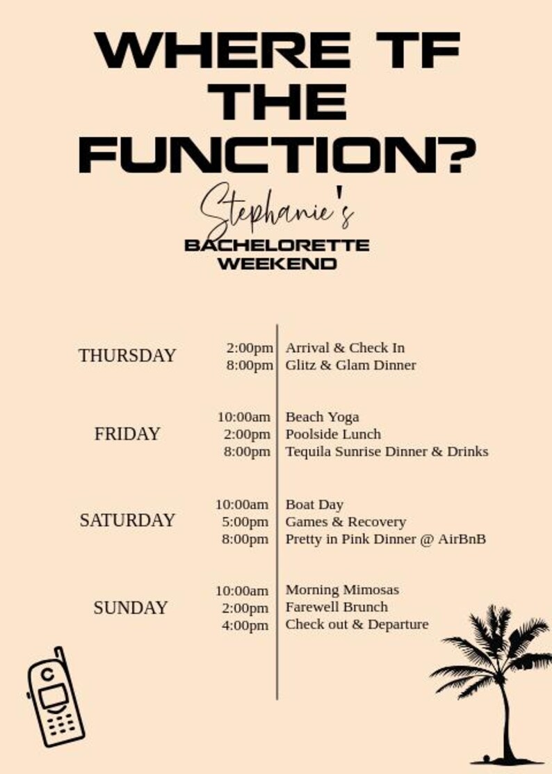 Drake Themed Bachelorette Party Itinerary, Bachelorette Itinerary ...