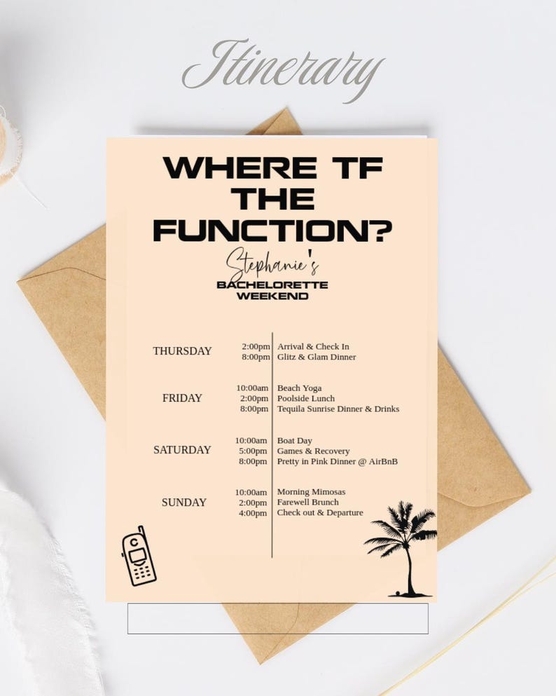 Drake Themed Bachelorette Party Itinerary, Bachelorette Itinerary ...