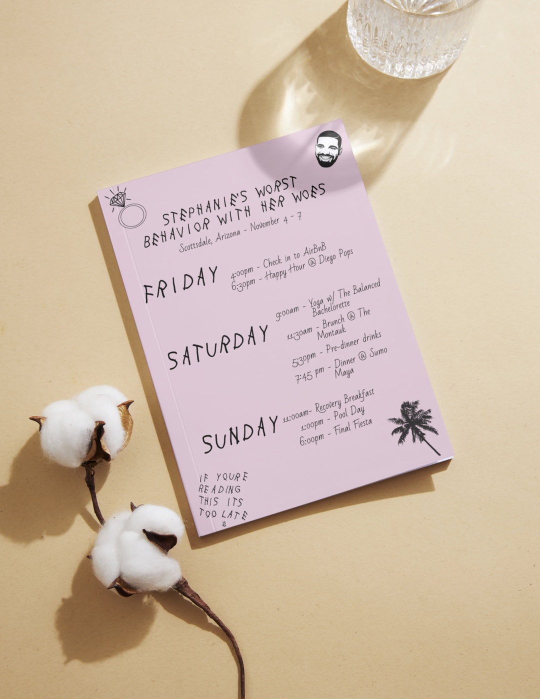 Drake Themed Bachelorette Party Itinerary, Bachelorette Itinerary ...