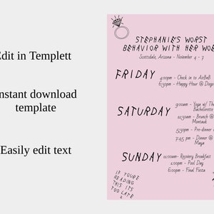 Drake Themed Bachelorette Party Itinerary, Bachelorette Itinerary ...