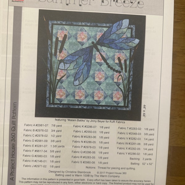 Dragonfly Quilt Pattern - Etsy