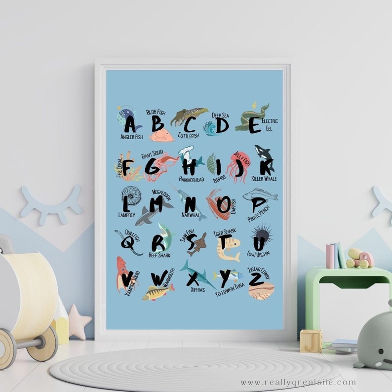 Abcs of the Sea! Sea Creature Poster, Children's Poster - Etsy