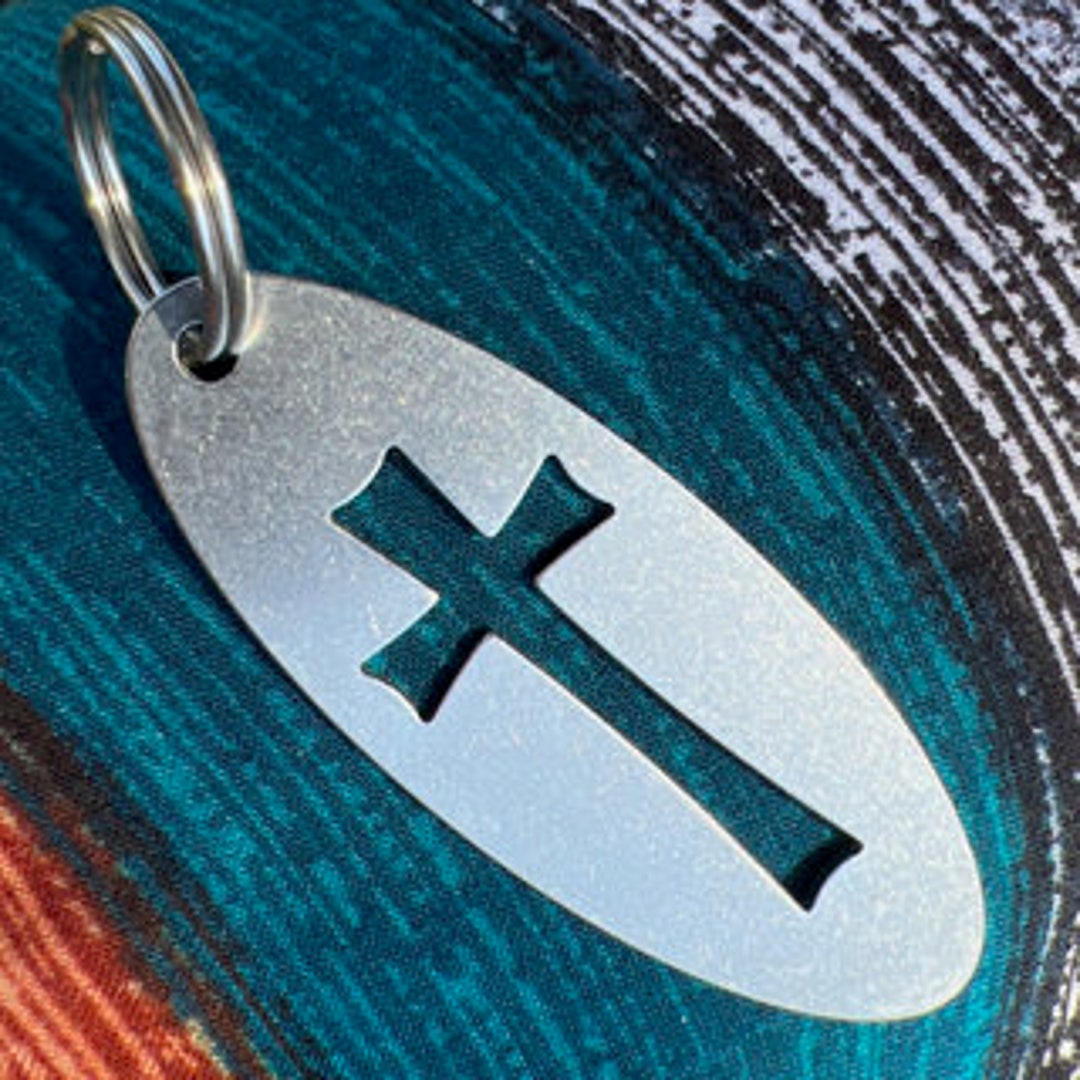 Cross Key Ring Quality Laser Cut Stainless Steel Key Chain Christian ...