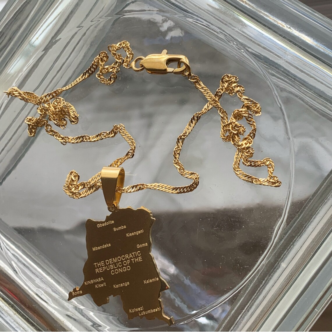 Congo Map Pendant Necklace, Republic of Congo Map Necklace Stainless ...