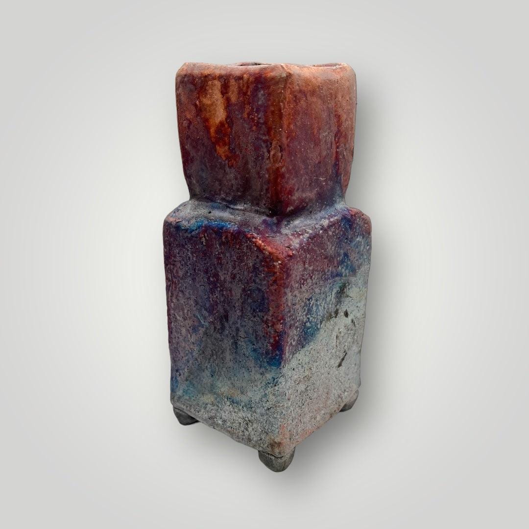 Raku Pot, Multi Color Long and Narrow, Square Opening Pot Cb 33 - Etsy