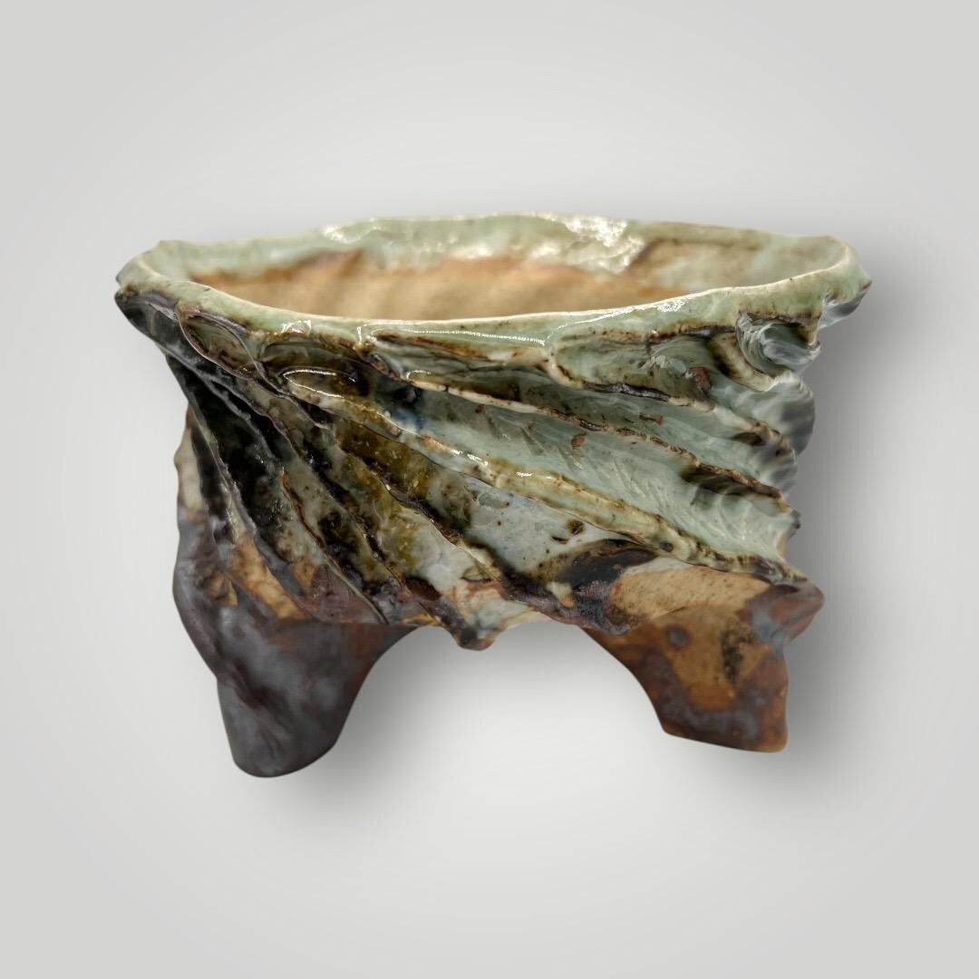 ZTB70 : Irregular Textured Handmade Round Ceramic Pot, Rustic Planter ...