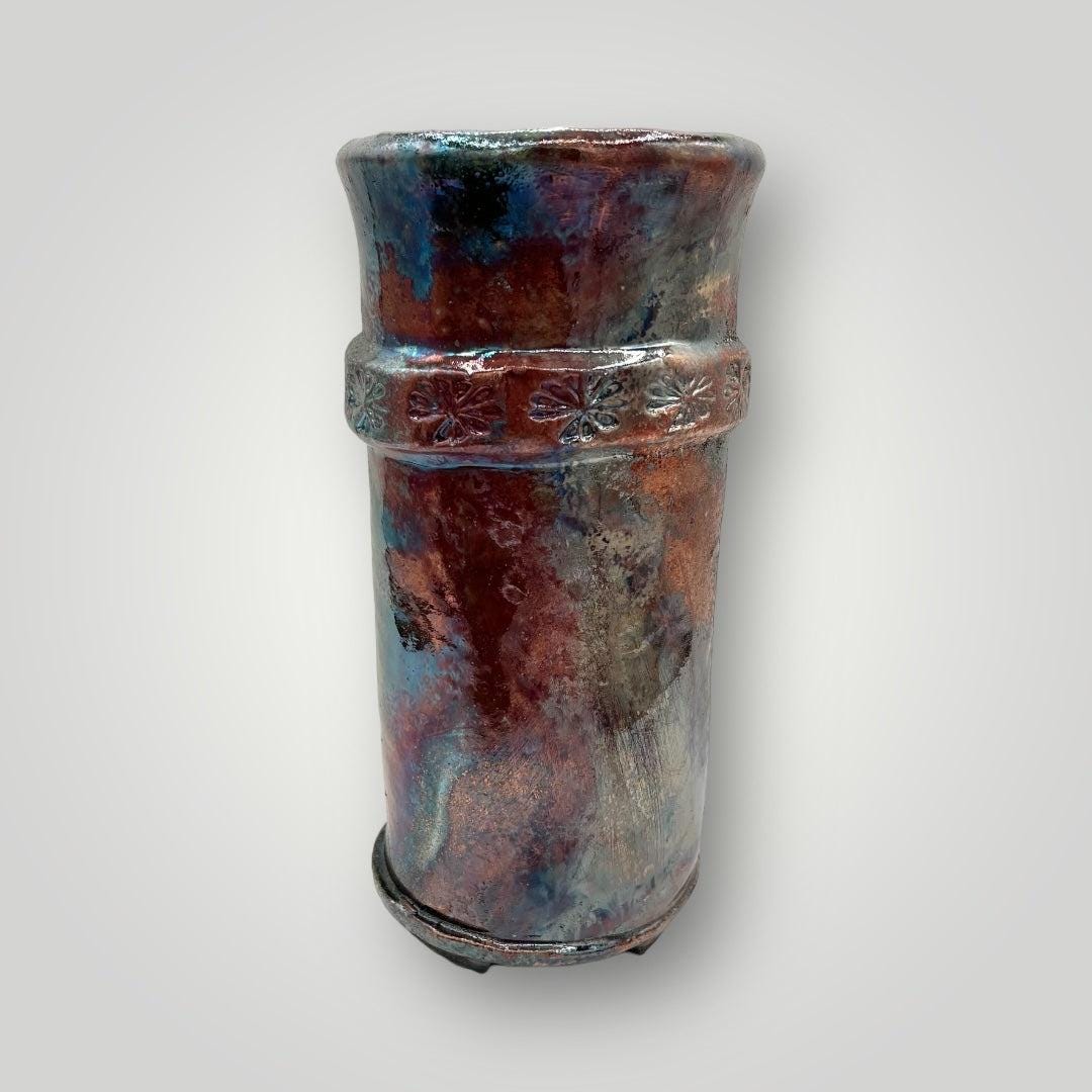 Raku Pot, Multi Color Long Narrow , Round Opening, Cb47 - Etsy
