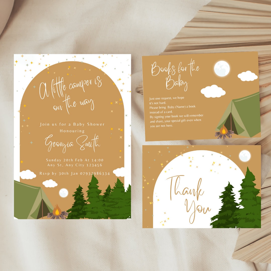 Camping Theme Baby Shower Invitation, Adventure Camping Baby Shower ...