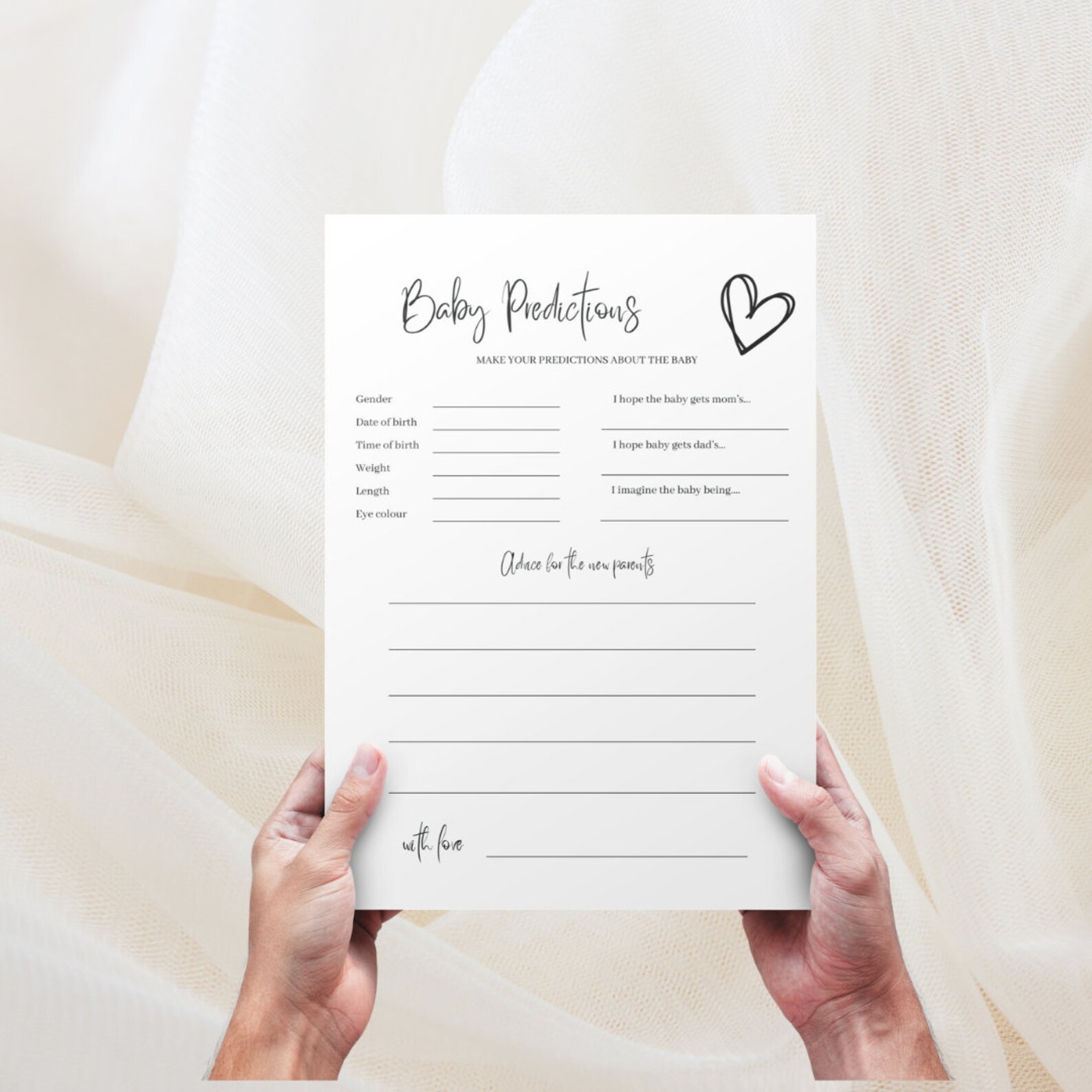 Baby Shower Predictions, Prediction Chart, Modern Baby Shower Games ...